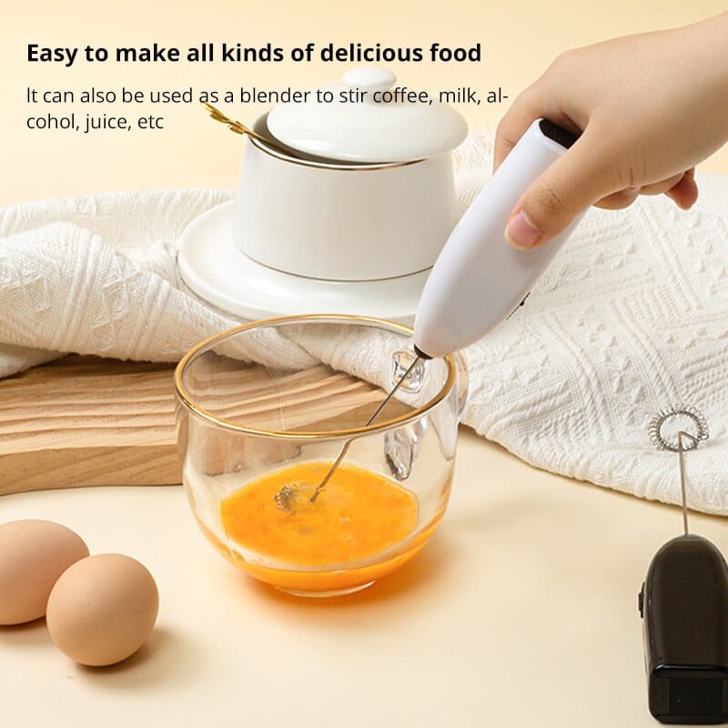 Premium White Electric Milk Frother & Egg Beater | Stainless Steel ...